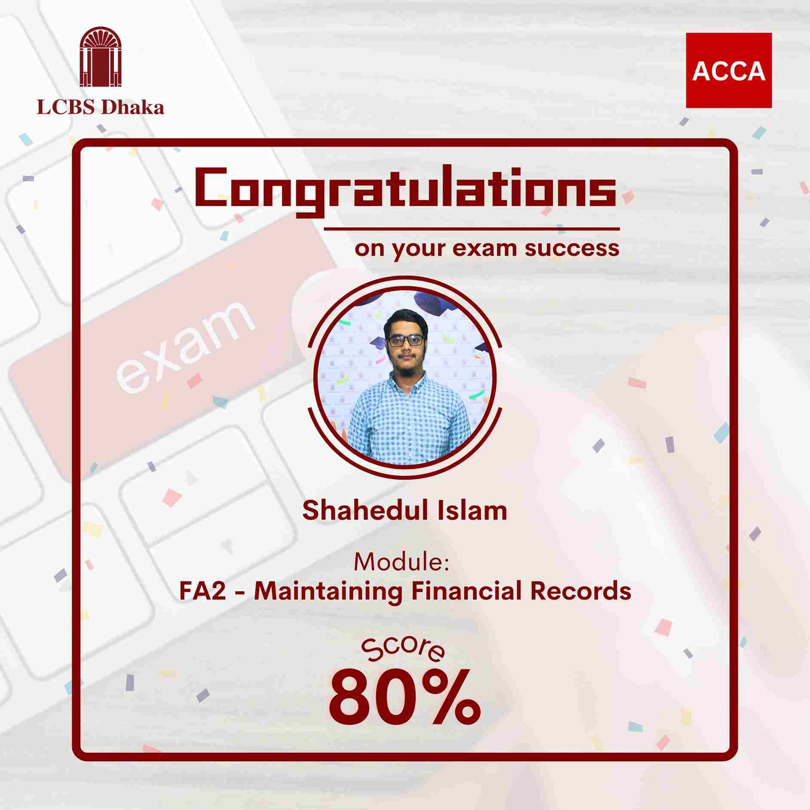 ACCA Successful Result - LCBS Dhaka Limited